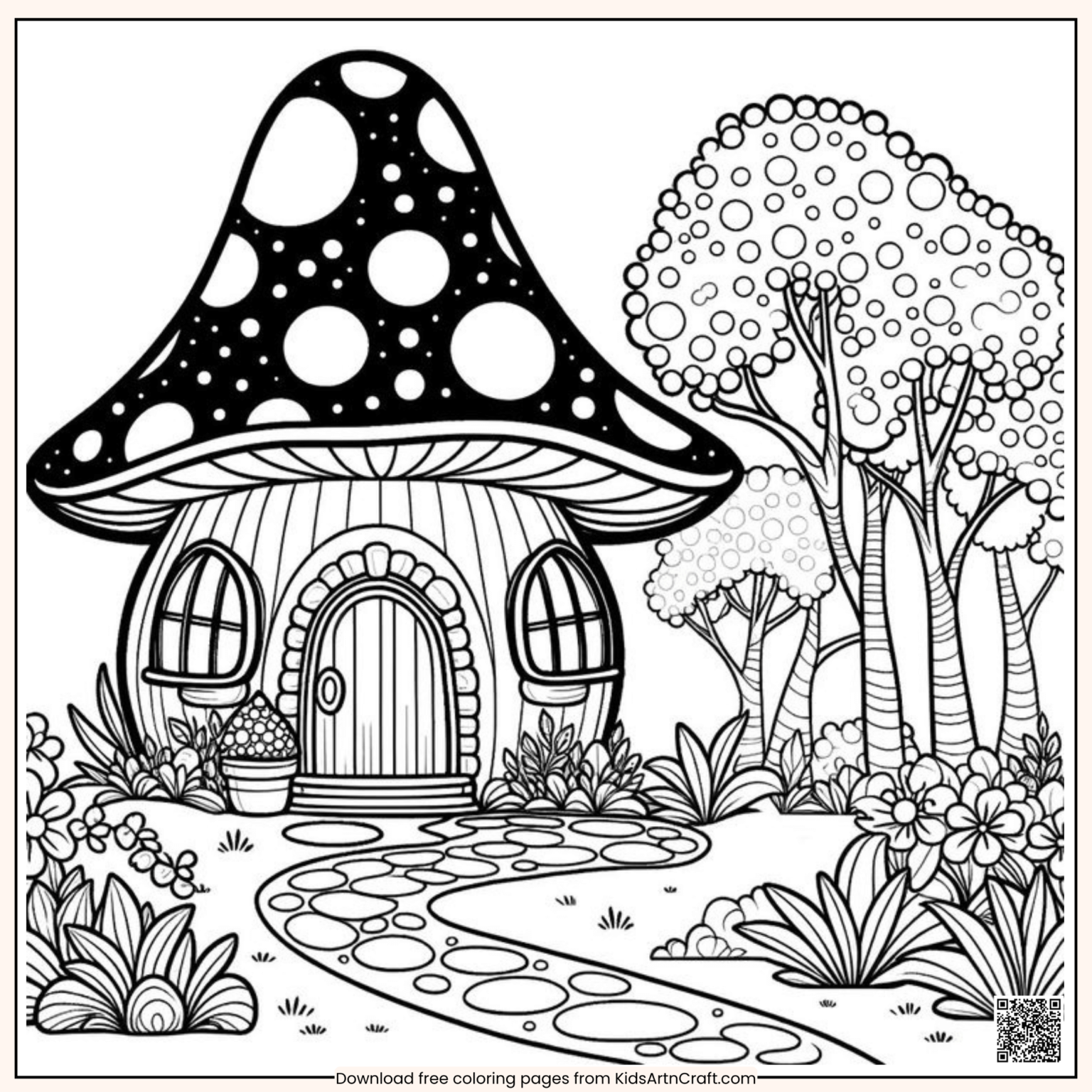 Creative Mushroom House Coloring Pages For Kids - Kids Art & Craft