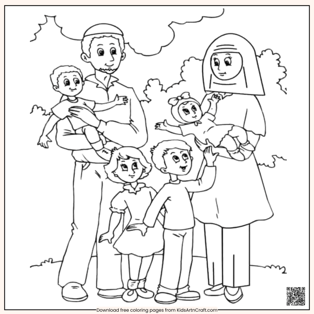 Awesome Family Moments Coloring Pages For Kids - Kids Art & Craft