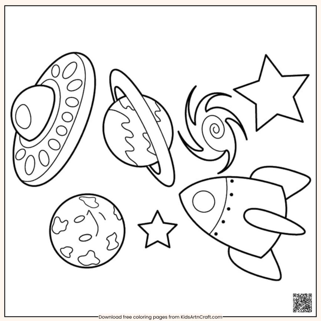 Outer Space Coloring Pages For Kids - Kids Art & Craft