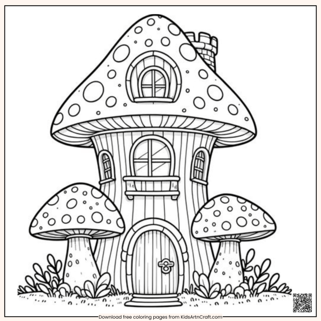 Creative Mushroom House Coloring Pages For Kids - Kids Art & Craft