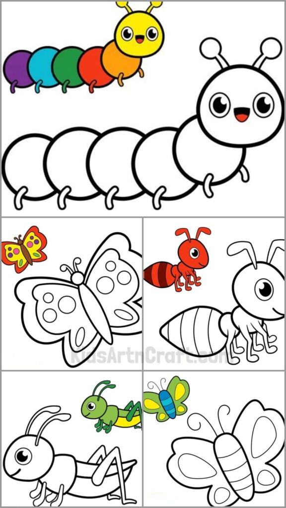 Insect Themed Coloring Page Worksheets For Kids - Free Printable - Kids ...