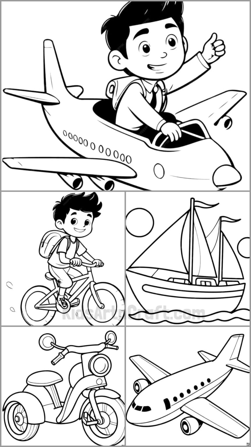Kid's Vehicle Coloring Pages - Free Printable Worksheet - Kids Art & Craft