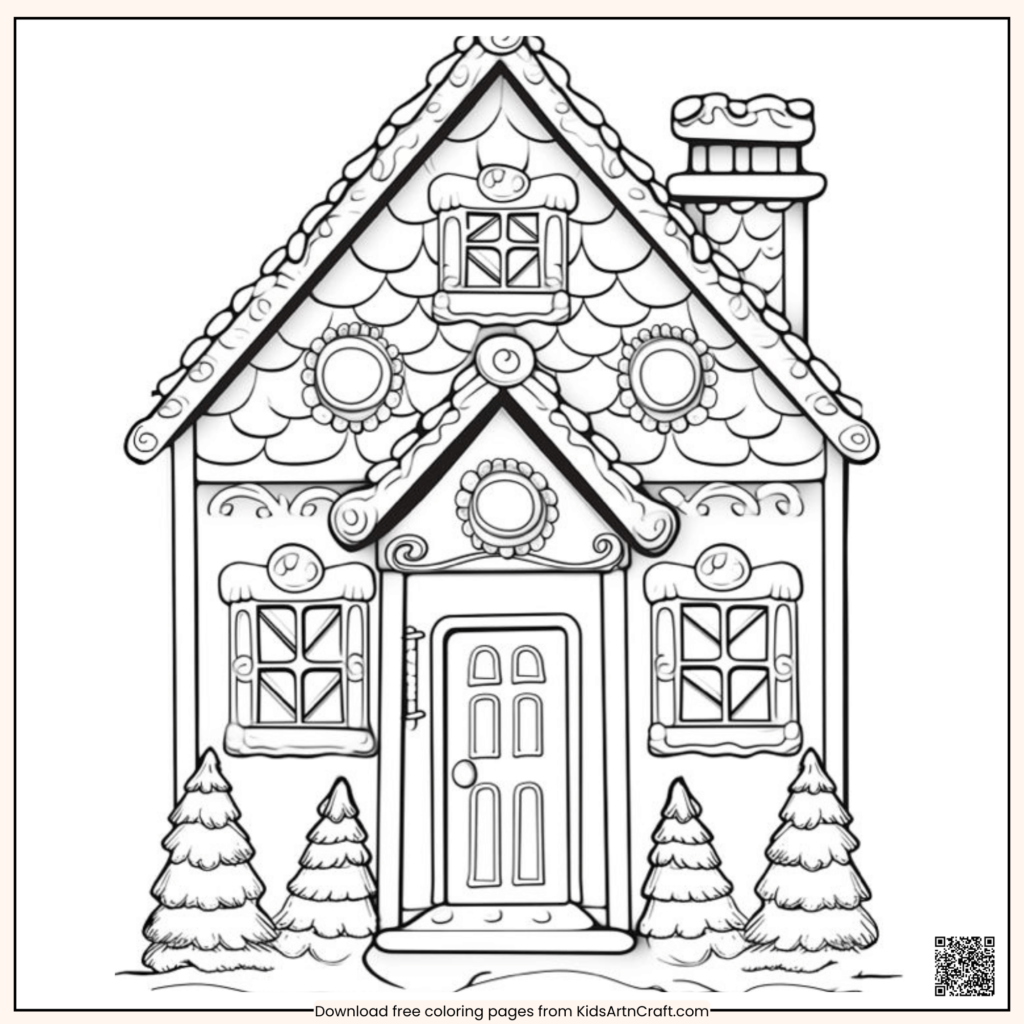 Christmas-Themed Gingerbread Coloring Worksheet for Kids - Kids Art & Craft