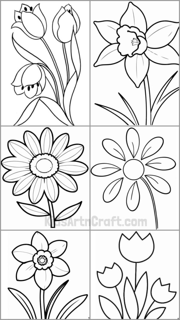Lovely Flower Coloring Page Worksheet for Children - Free Printable ...