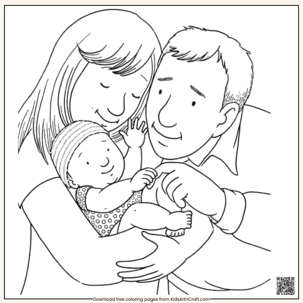 Awesome Family Moments Coloring Pages For Kids - Kids Art & Craft
