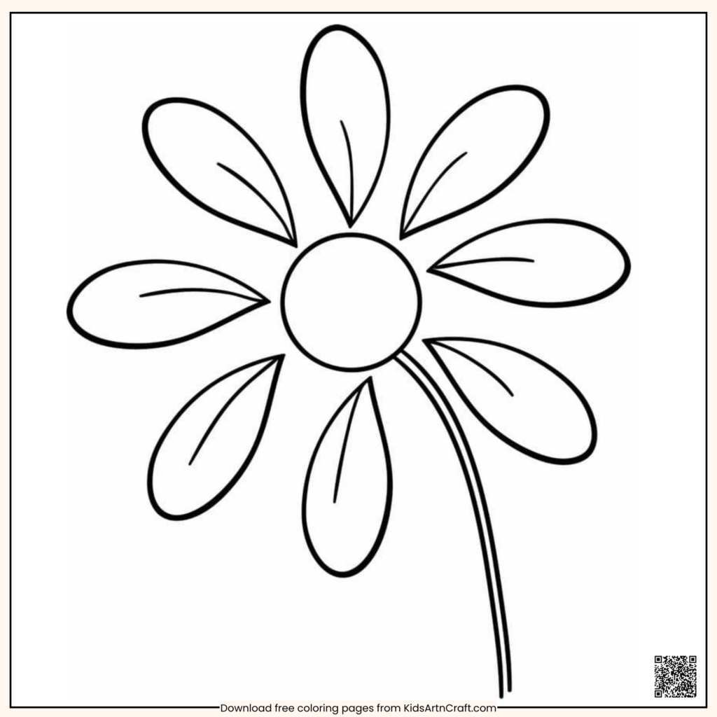 Lovely Flower Coloring Page Worksheet for Children - Free Printable ...