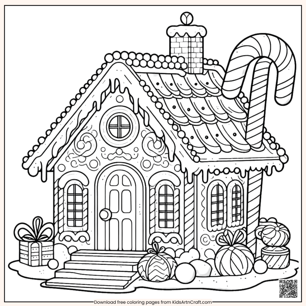 Christmas-Themed Gingerbread Coloring Worksheet for Kids - Kids Art & Craft