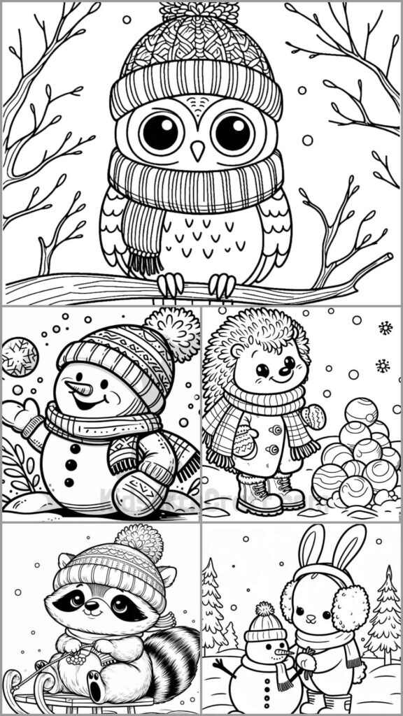 Winter Themed Coloring Pages For Kids - Free Worksheet Printable - Kids ...