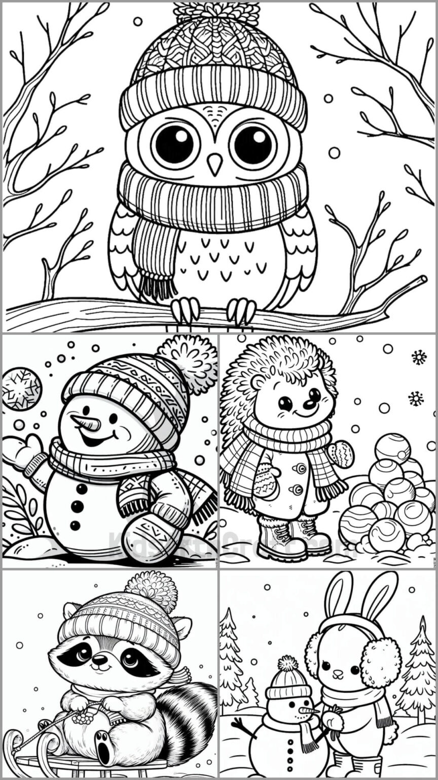 Winter Themed Coloring Pages For Kids - Free Worksheet Printable - Kids ...