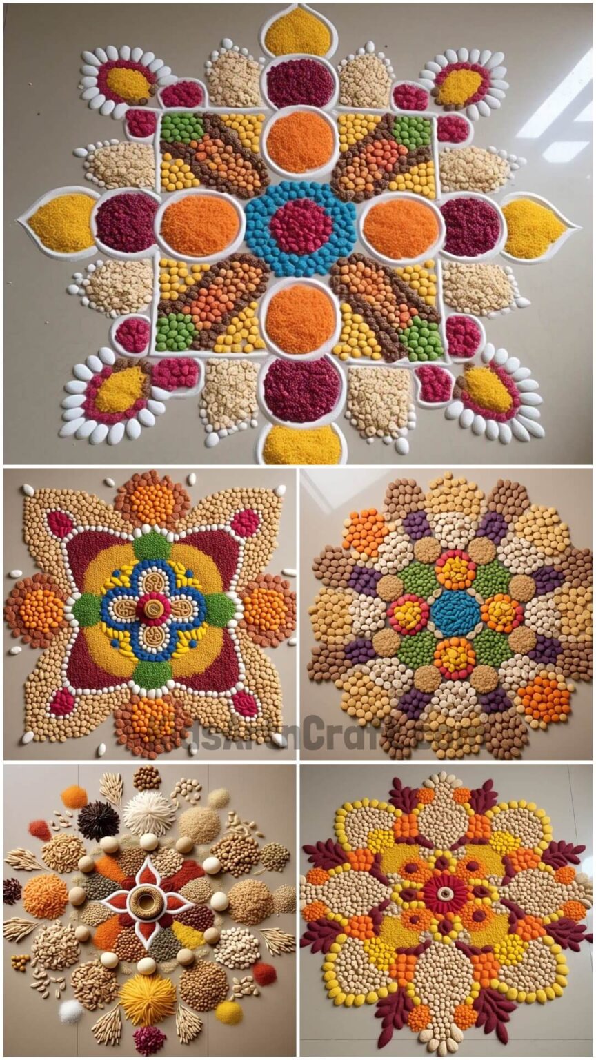 Amazing Seeds and Pulses Rangoli Ideas - Kids Art & Craft