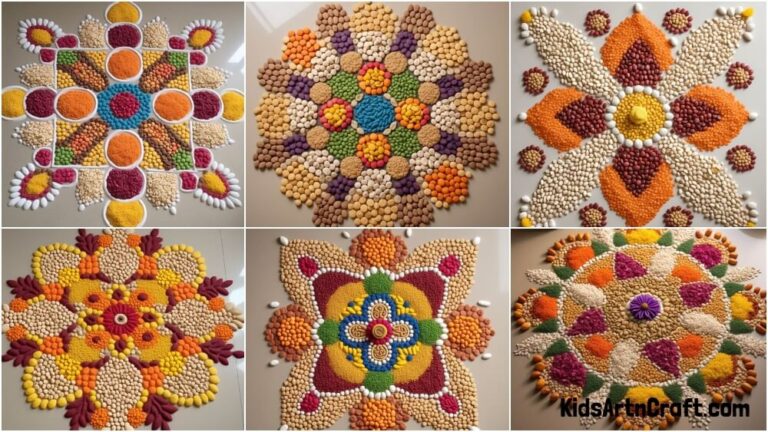 Amazing Seeds and Pulses Rangoli Ideas - Kids Art & Craft