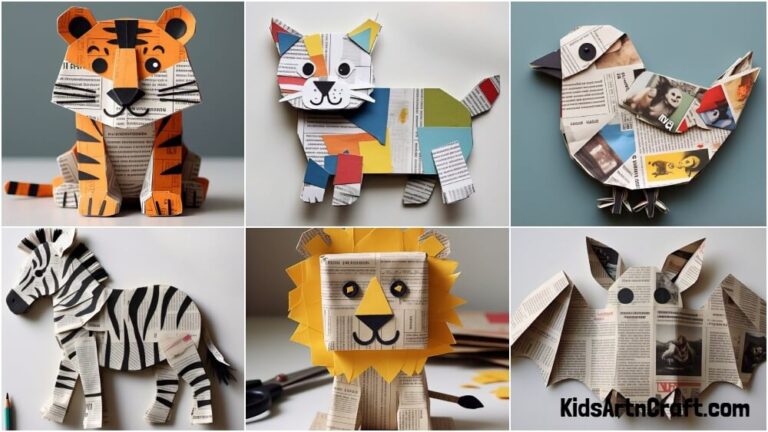 Recycled Newspaper Animal Crafts for Kids - Kids Art & Craft