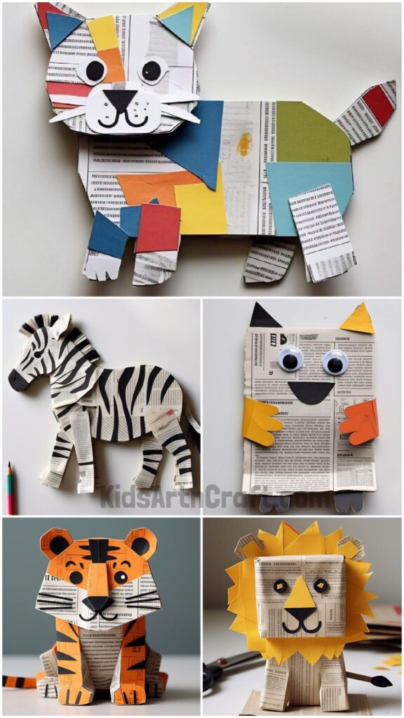 Recycled Newspaper Animal Crafts for Kids - Kids Art & Craft