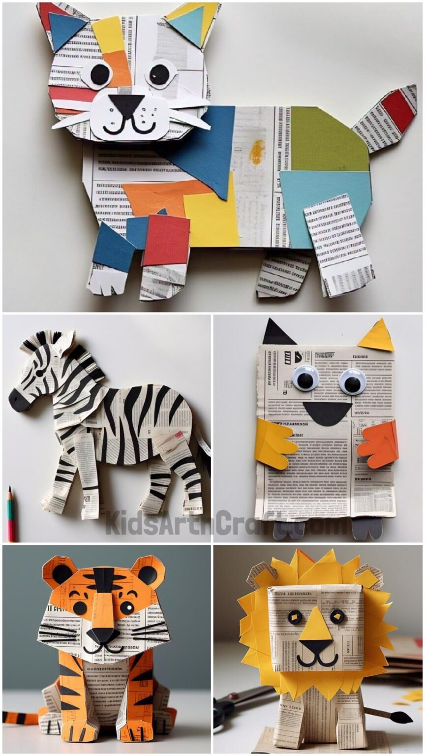 Recycled Newspaper Animal Crafts for Kids - Kids Art & Craft