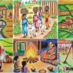 Amazing Village Life With Pencil Drawing - Kids Art & Craft
