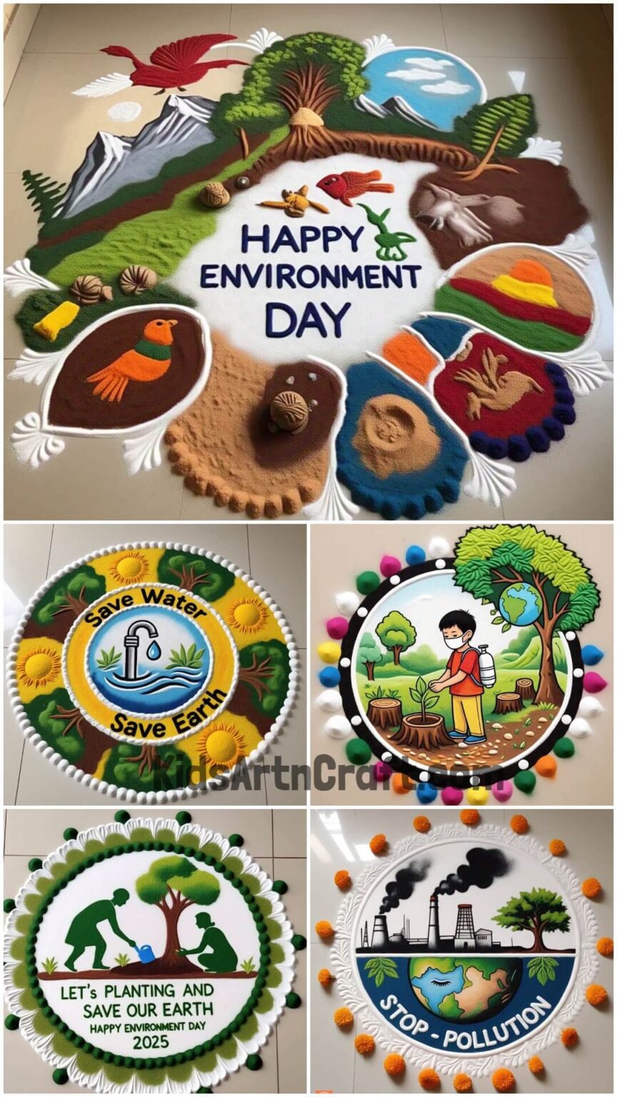 Rangoli Design Ideas for World Environment Day - Kids Art & Craft