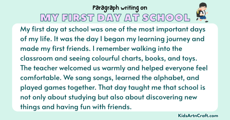 Paragraph on My First Day at School - Kids Art & Craft