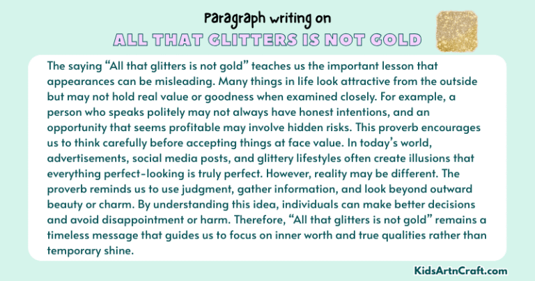 Paragraph on All That Glitters is not Gold - Kids Art & Craft