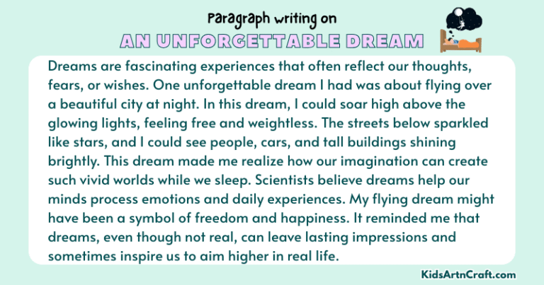 Paragraph on An Unforgettable Dream - Kids Art & Craft