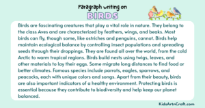 Paragraph on Birds - Kids Art & Craft