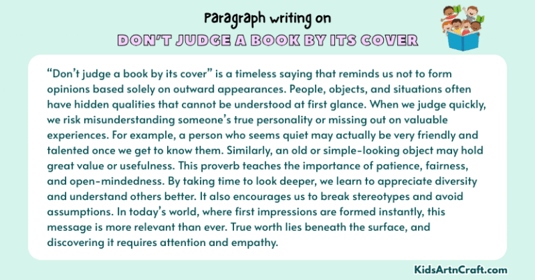 Paragraph on Don’t Judge a Book by Its Cover - Kids Art & Craft