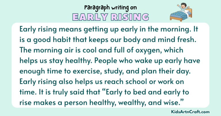 Paragraph on Early Rising - Kids Art & Craft