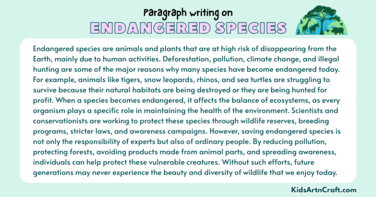Paragraph on Endangered Species - Kids Art & Craft