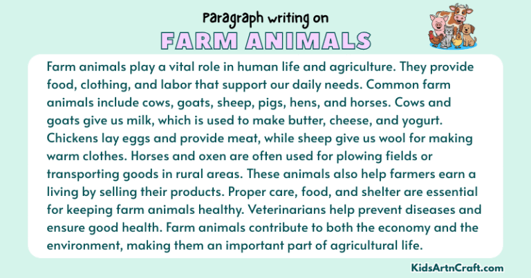 Paragraph on Farm Animals - Kids Art & Craft
