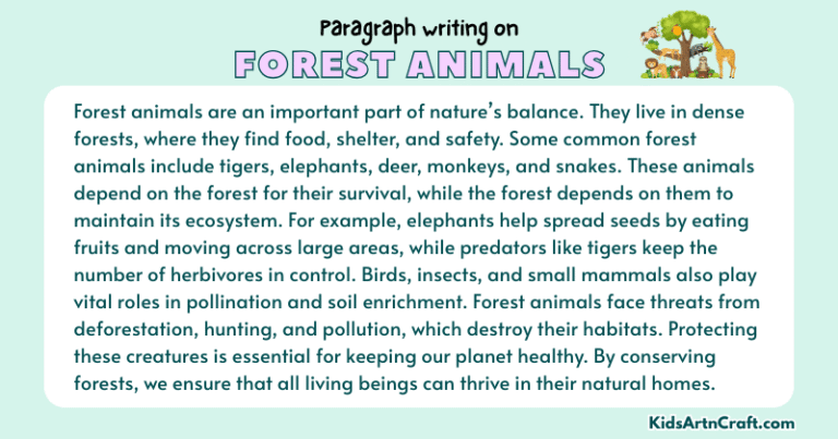 Paragraph on Forest Animals - Kids Art & Craft