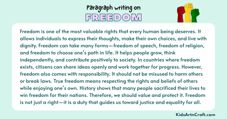 Paragraph on Freedom - Kids Art & Craft