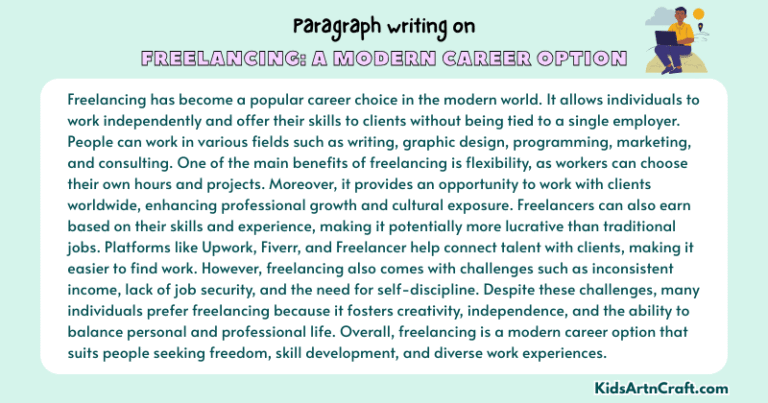 Paragraph on Freelancing: A Modern Career Option - Kids Art & Craft