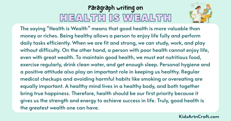 Paragraph on Health is Wealth - Kids Art & Craft