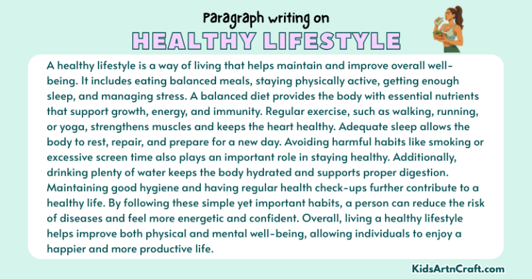 Paragraph on Healthy Lifestyle - Kids Art & Craft