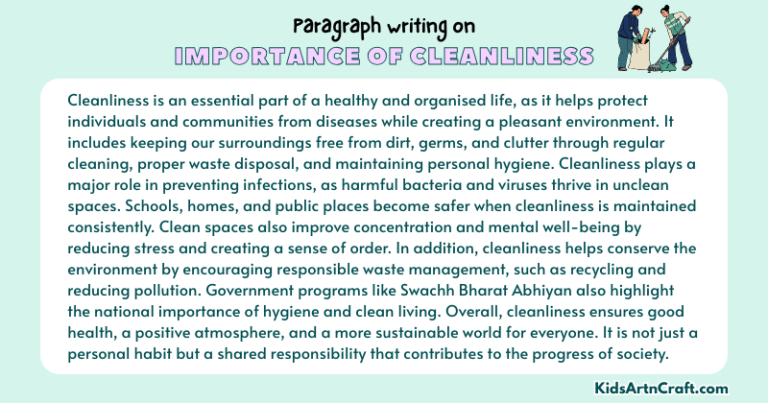Paragraph On Importance of Cleanliness - Kids Art & Craft
