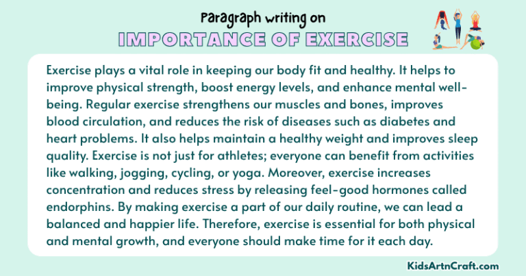 Paragraph on Importance of Exercise - Kids Art & Craft