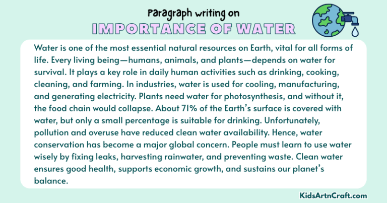 Paragraph on Importance of Water - Kids Art & Craft