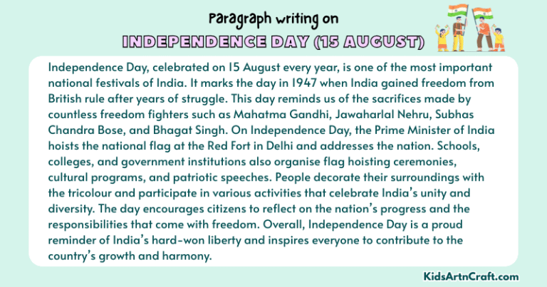 Paragraph on Independence Day (15 August) - Kids Art & Craft