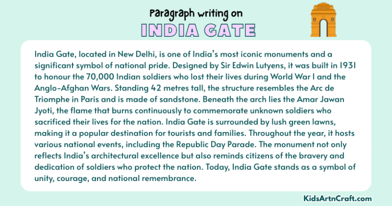 Paragraph on India Gate - Kids Art & Craft