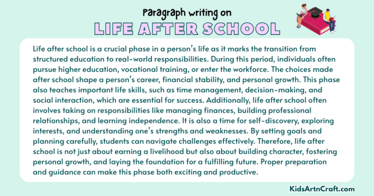 Paragraph on Life After School - Kids Art & Craft