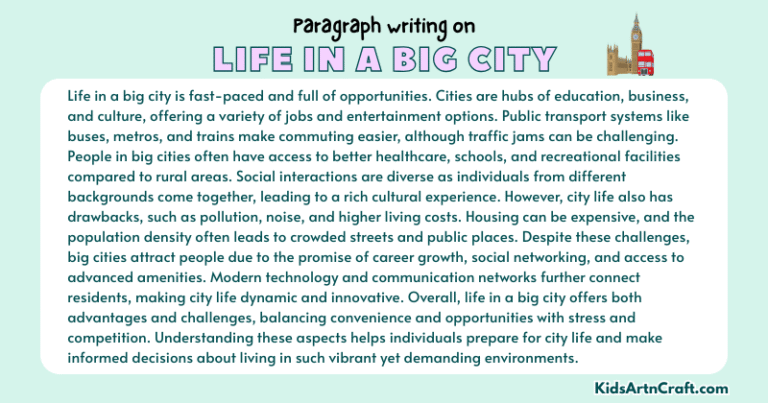 Paragraph on Life in a Big City - Kids Art & Craft