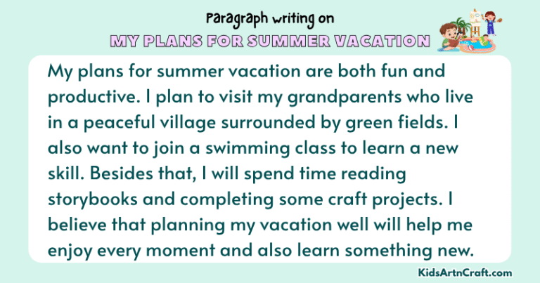 Paragraph on My Plans for Summer Vacation - Kids Art & Craft