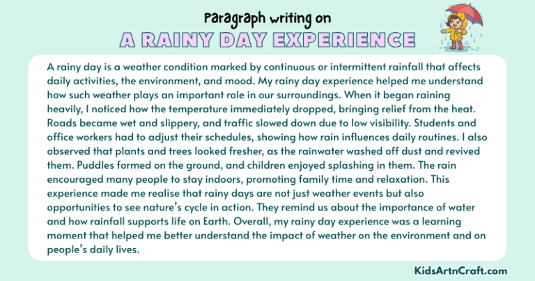 Paragraph on A Rainy Day Experience - Kids Art & Craft