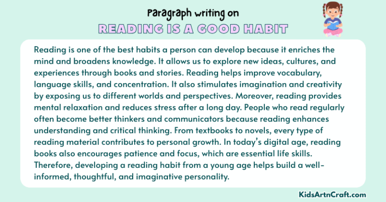 Paragraph on Reading is a Good Habit - Kids Art & Craft