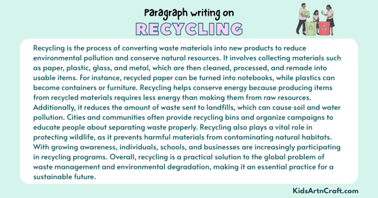 Paragraph on Recycling - Kids Art & Craft