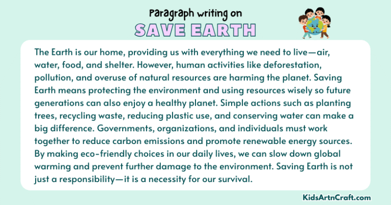 Paragraph on Save Earth - Kids Art & Craft