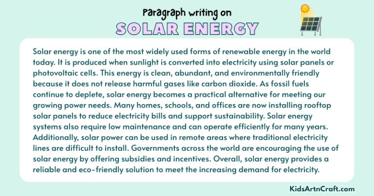 Paragraph on Solar Energy - Kids Art & Craft