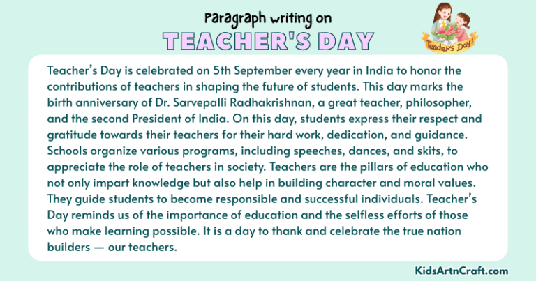 Paragraph on Teacher's Day - Kids Art & Craft