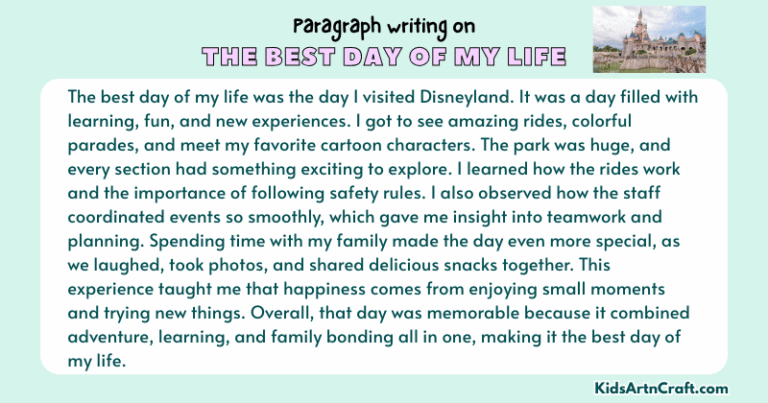 Paragraph on The Best Day of My Life - Kids Art & Craft