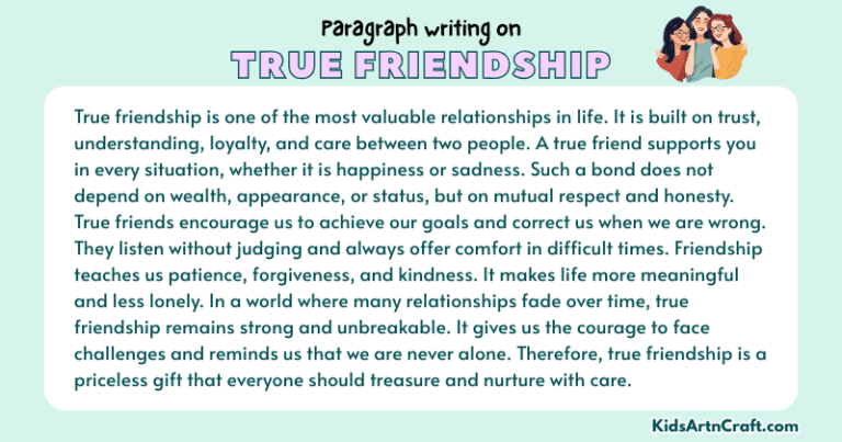 Paragraph on True Friendship - Kids Art & Craft
