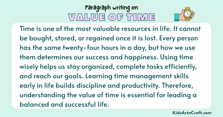 Paragraph on Value of Time - Kids Art & Craft